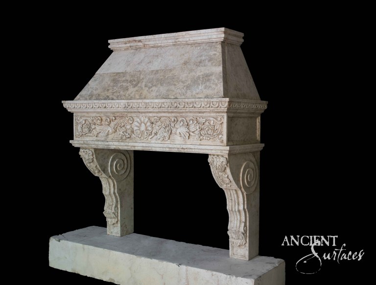 Elegance and Utility: Antique Limestone Kitchen Hoods by Ancient Surfaces